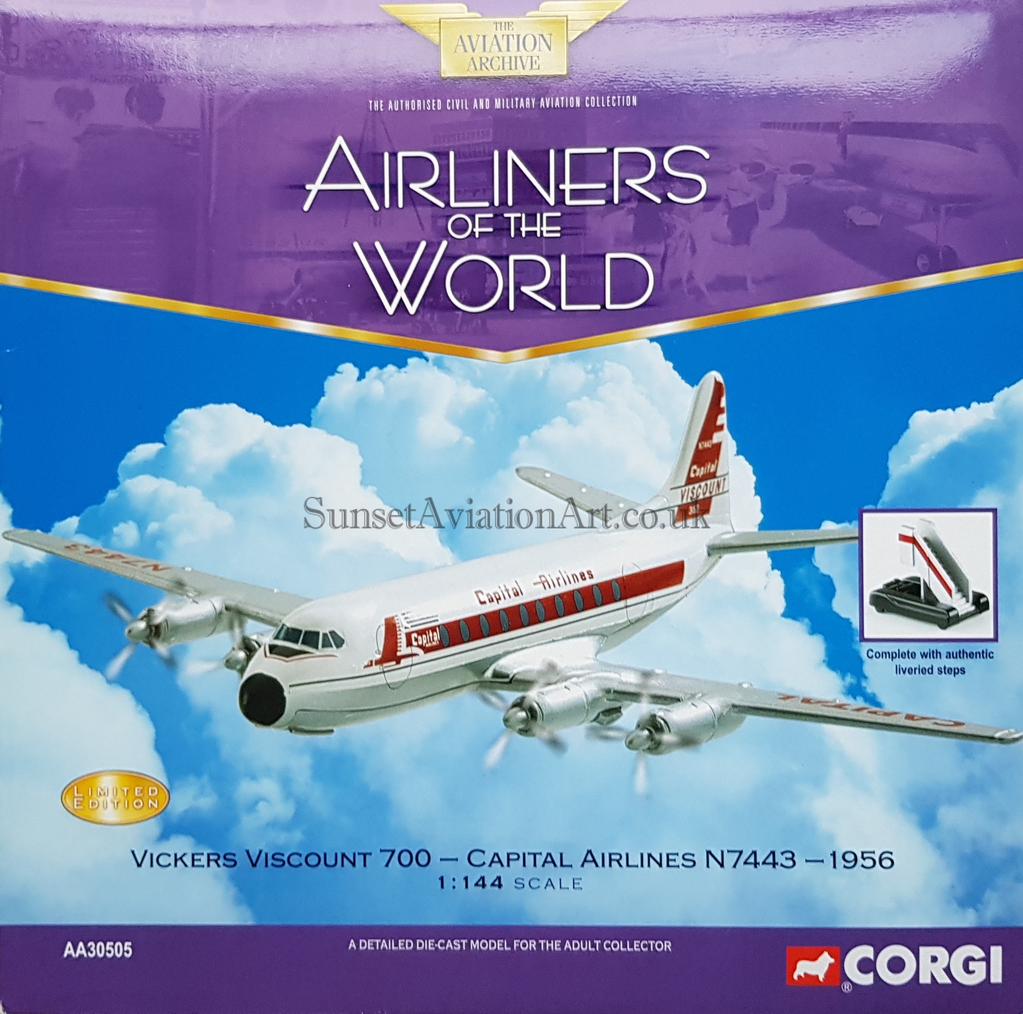 AA30505 Corgi Vickers Viscount 700 Capital Airlines N7443 - 1956