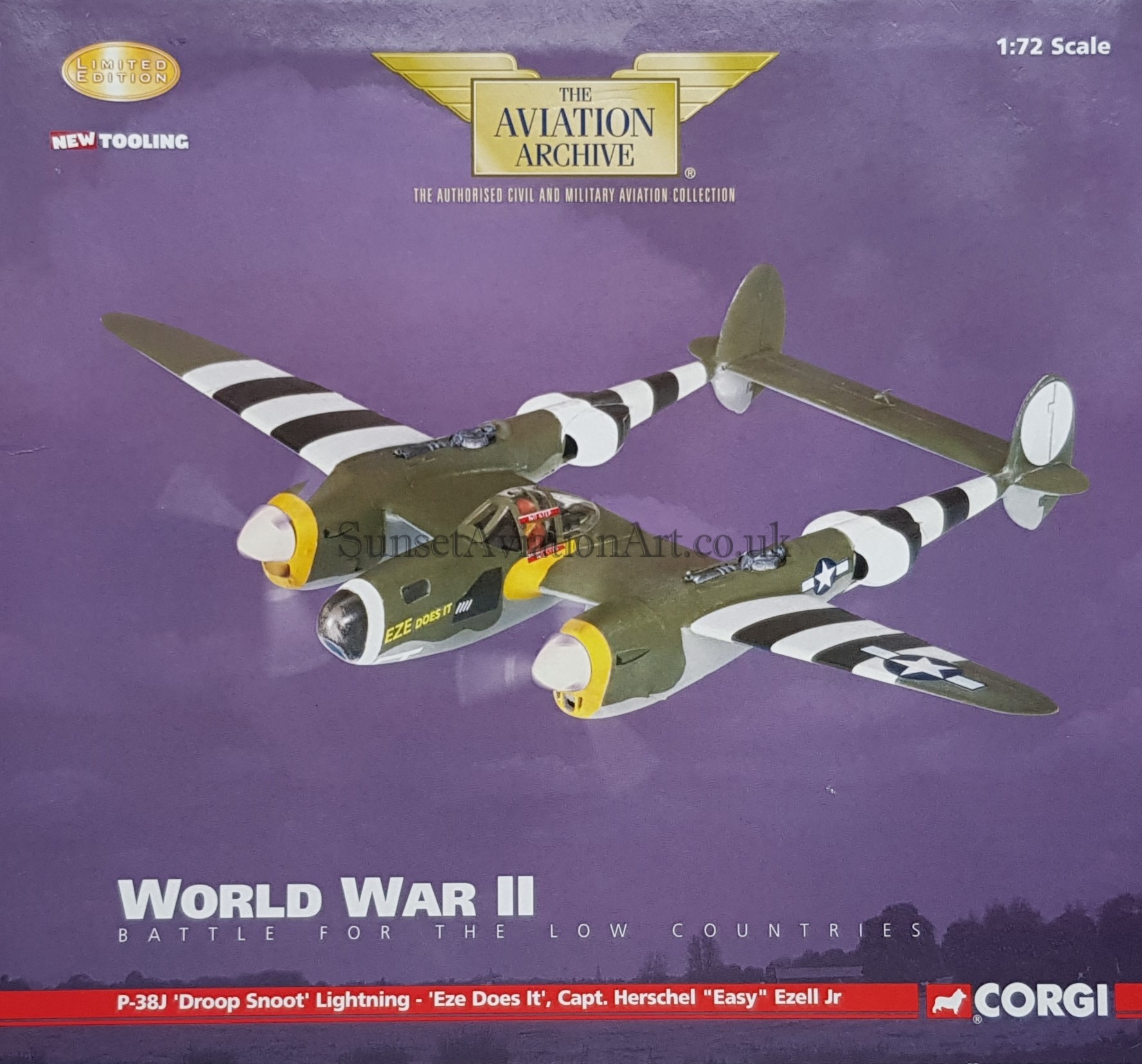 P-38 Lightning Corgi AA36602 P-38J Droop Snoot World War II