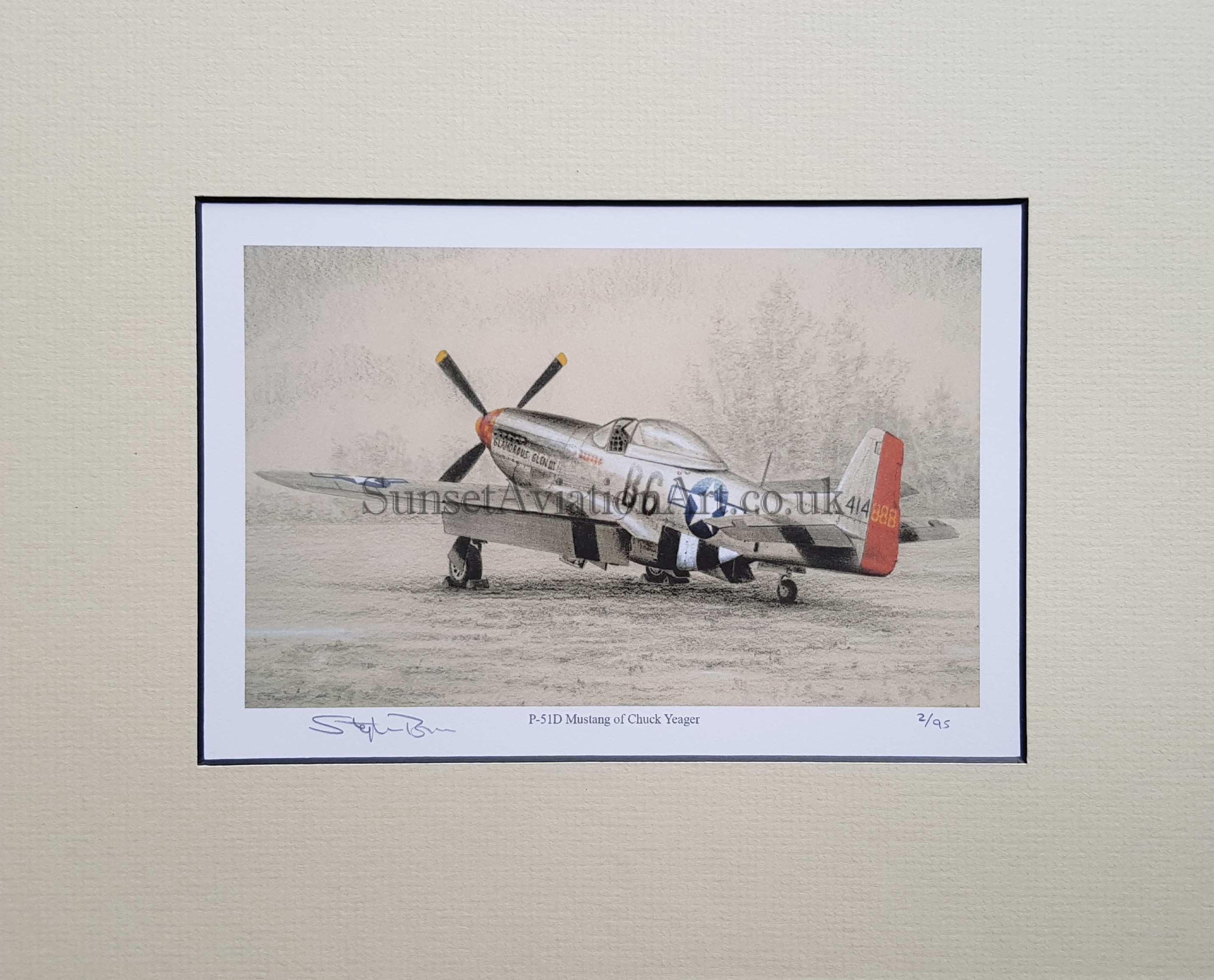 P 51 D Mustang of Chuck Yeager signed limited edition cameo print