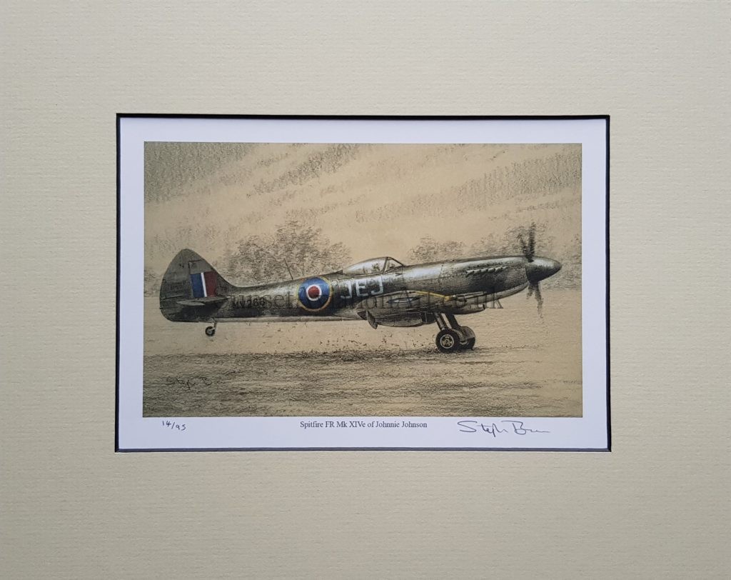 Spitfire FR Mk XIVe signed limited edition print. Stephen Brown