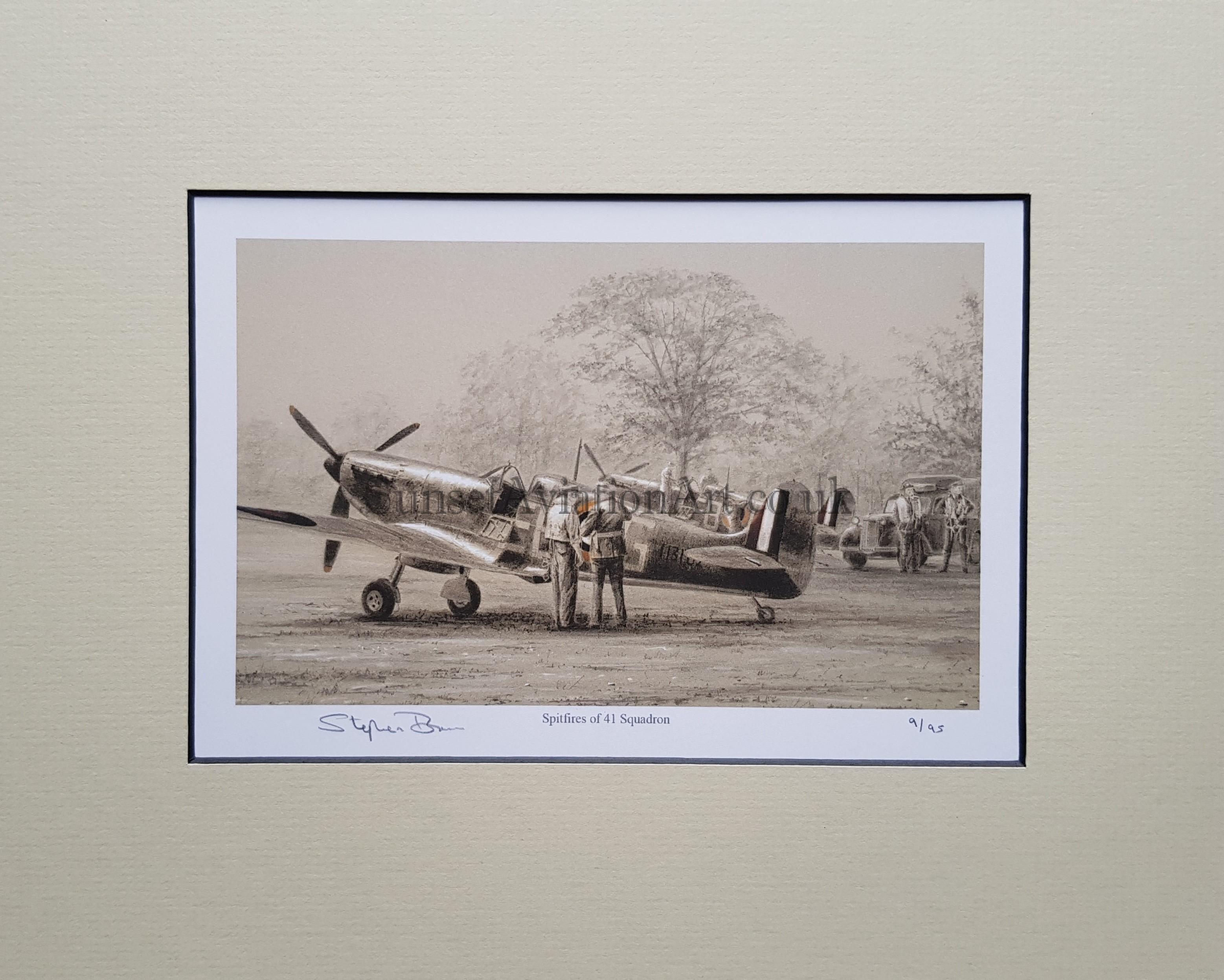 Spitfires of 41 Squadron Pencil Drawing Stephen Brown Artist