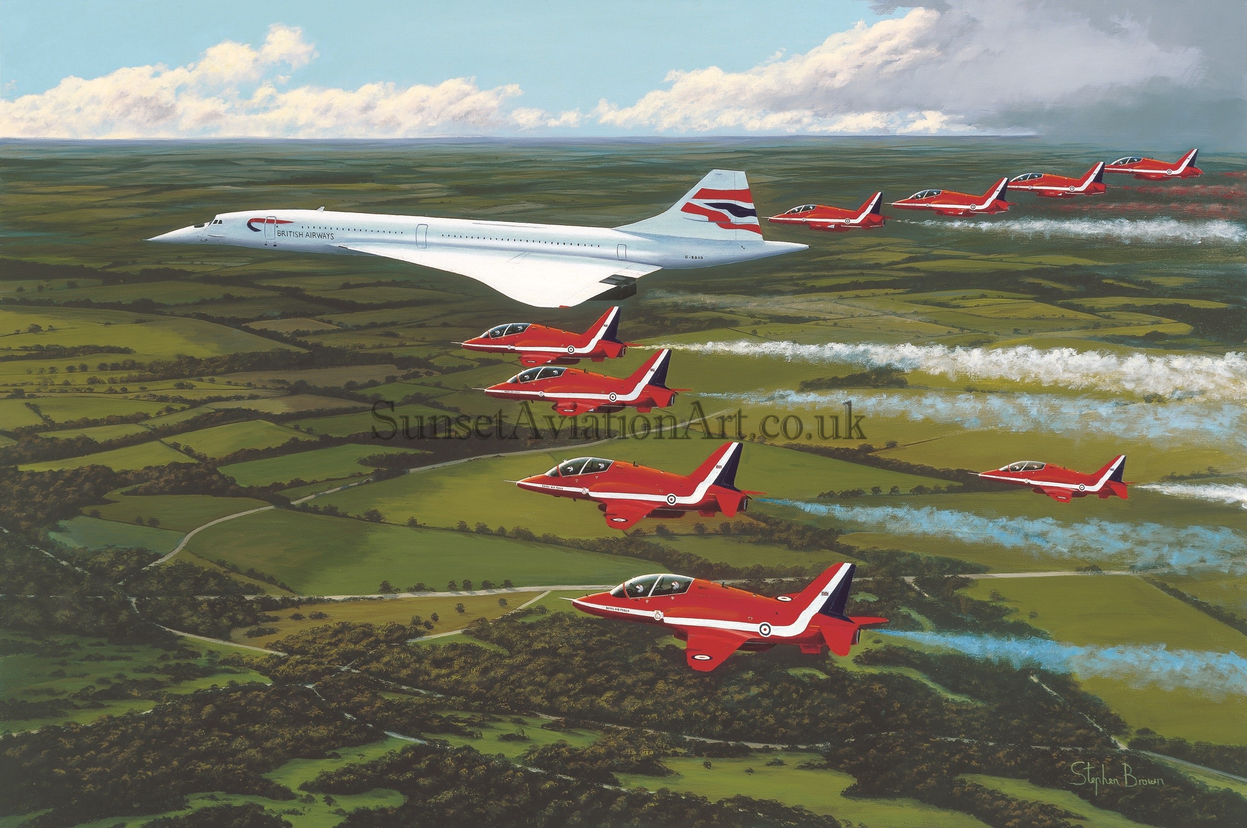 The Jubilee Flight concorde and the Red Arrows G-BOAD