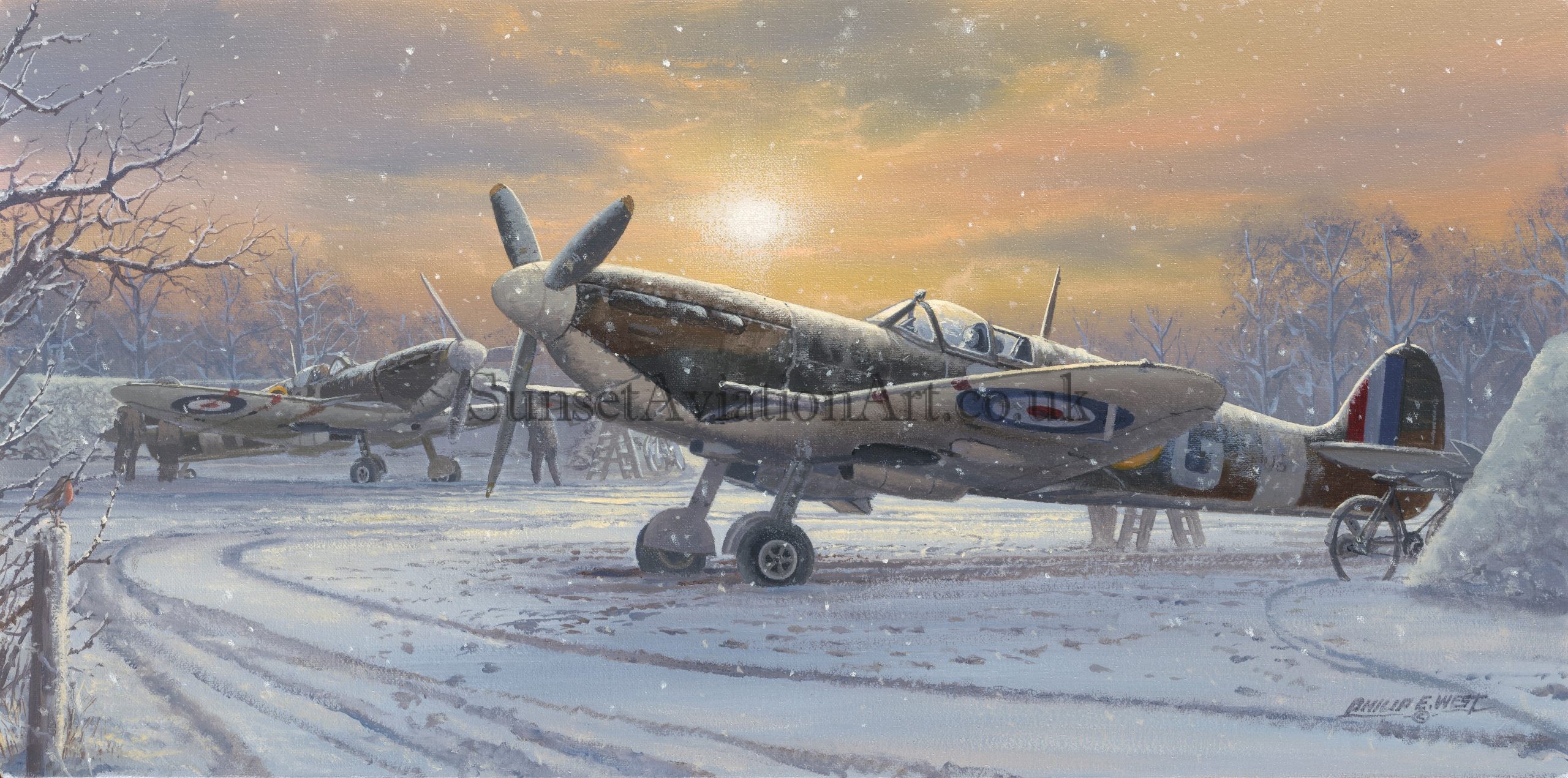 RAF Spitfire Christmas card The pride of Britain - Sunset Aviation Art