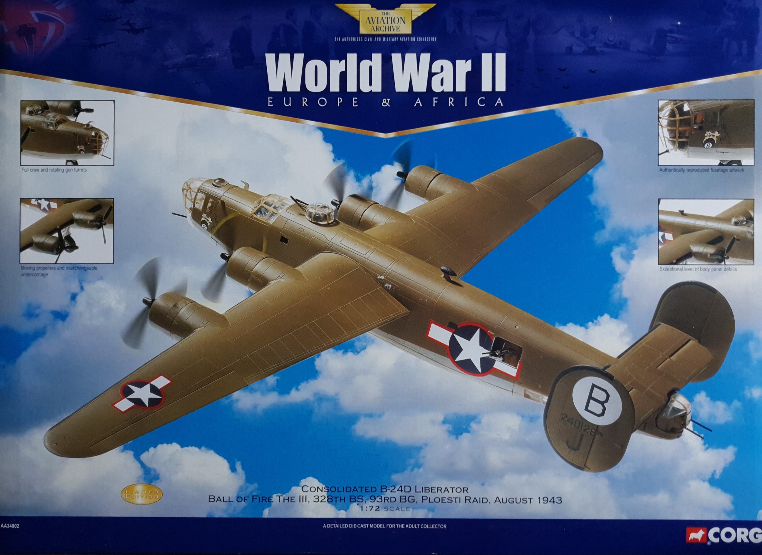 Corgi AA34002 B-24D Liberator Ball of Fire The III Ploesti Raid