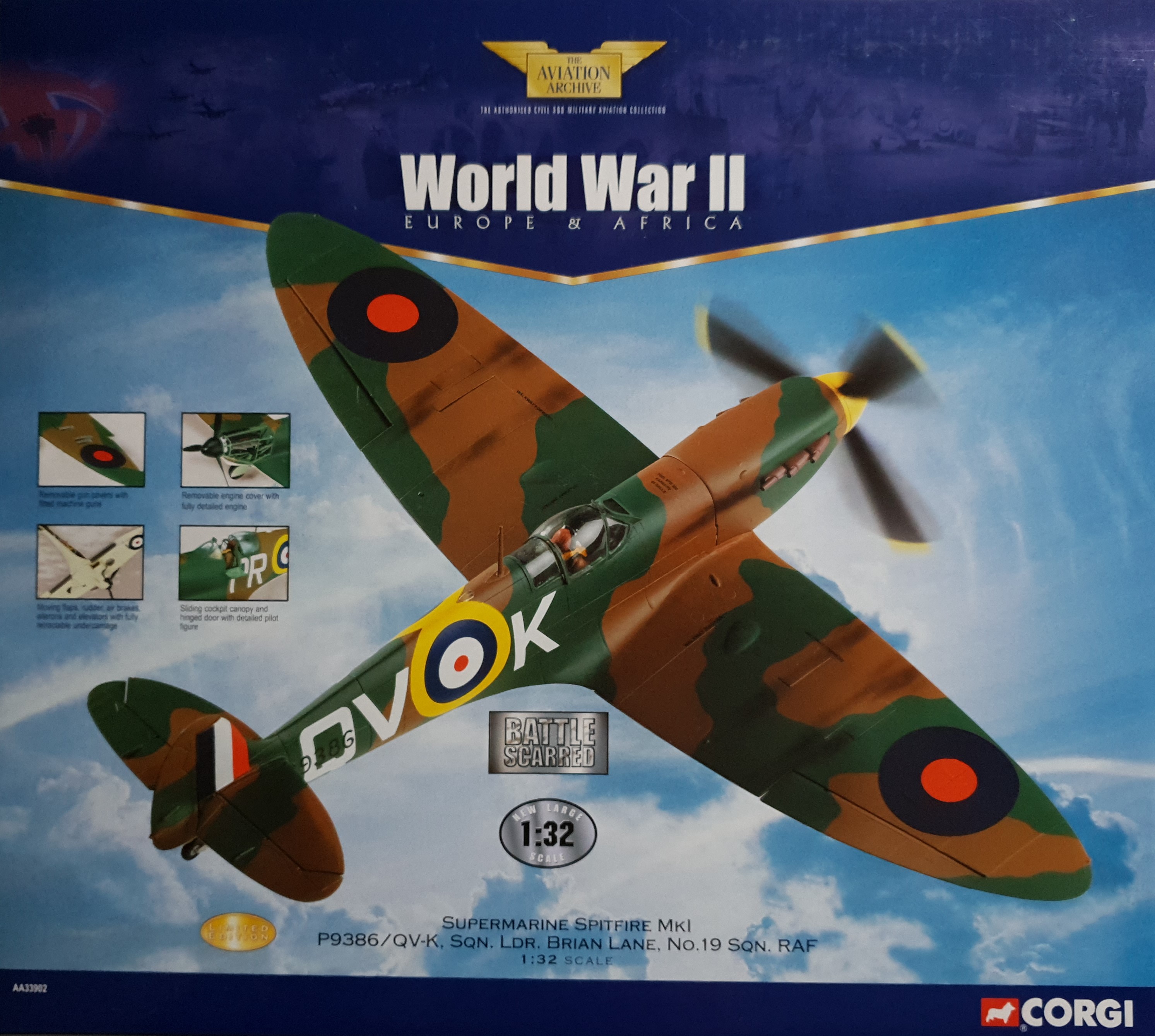 Corgi AA33902 Supermarine Spitfire MkI No 19 Squadron RAF