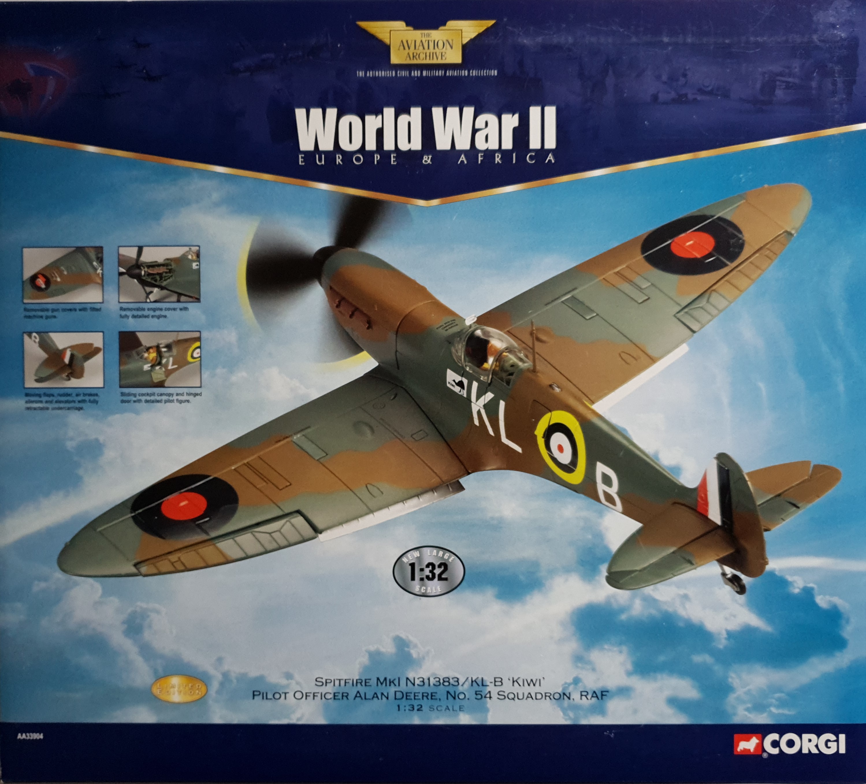 Corgi AA33904 Spitfire MkI No. 54 Squadron RAF. Aviation Archive