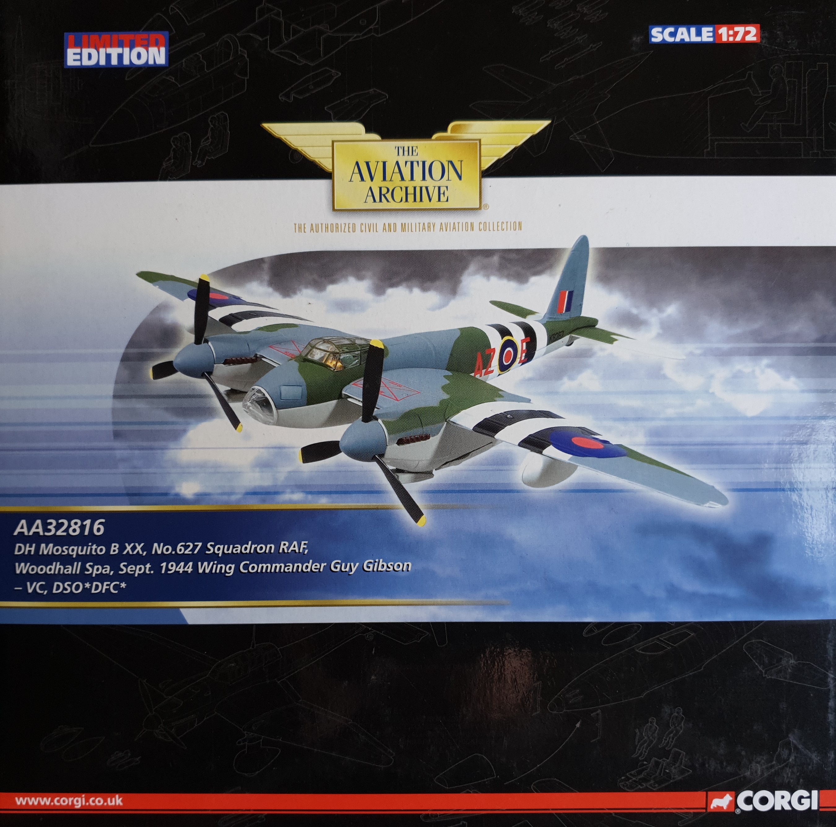 DH Mosquito B XX No 627 Squadron RAF Corgi AA32816 Woodhall Spa,