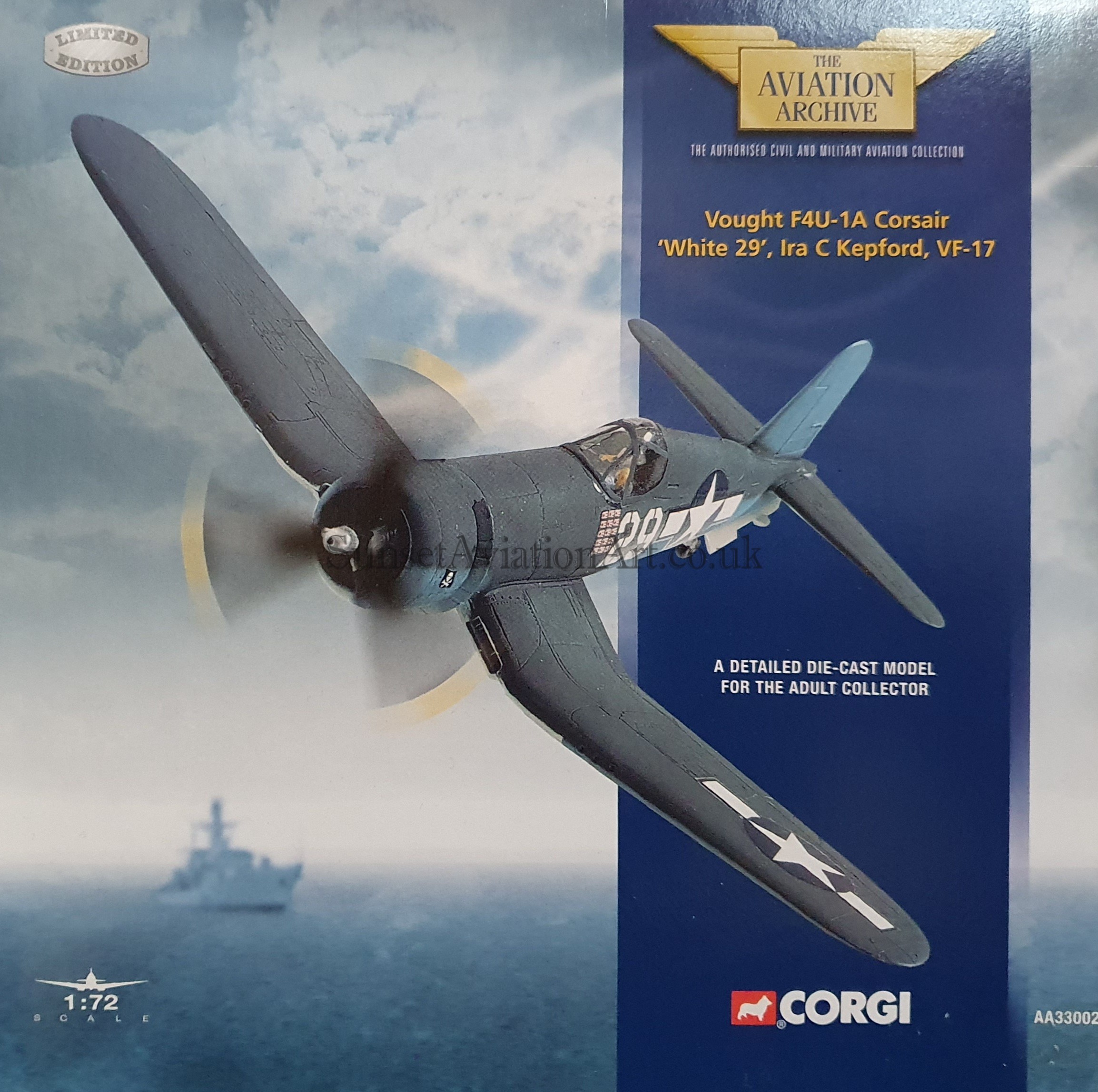 Corgi AA33002 F4U-1A Corsair White 29 Ira C Kepford, VF-17