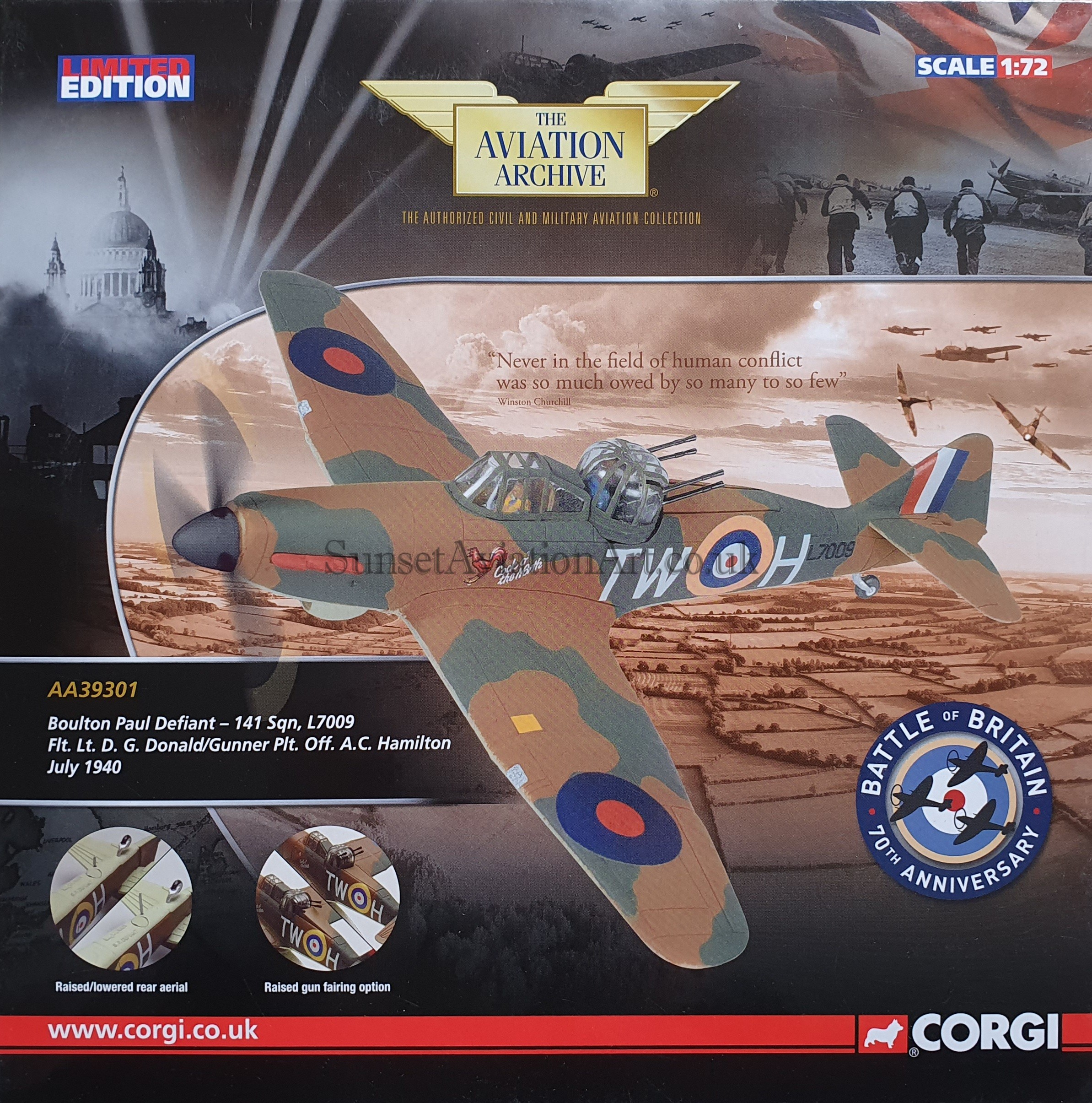 Corgi AA39301 Boulton Paul Defiant 141 Squadron Battle of Britain