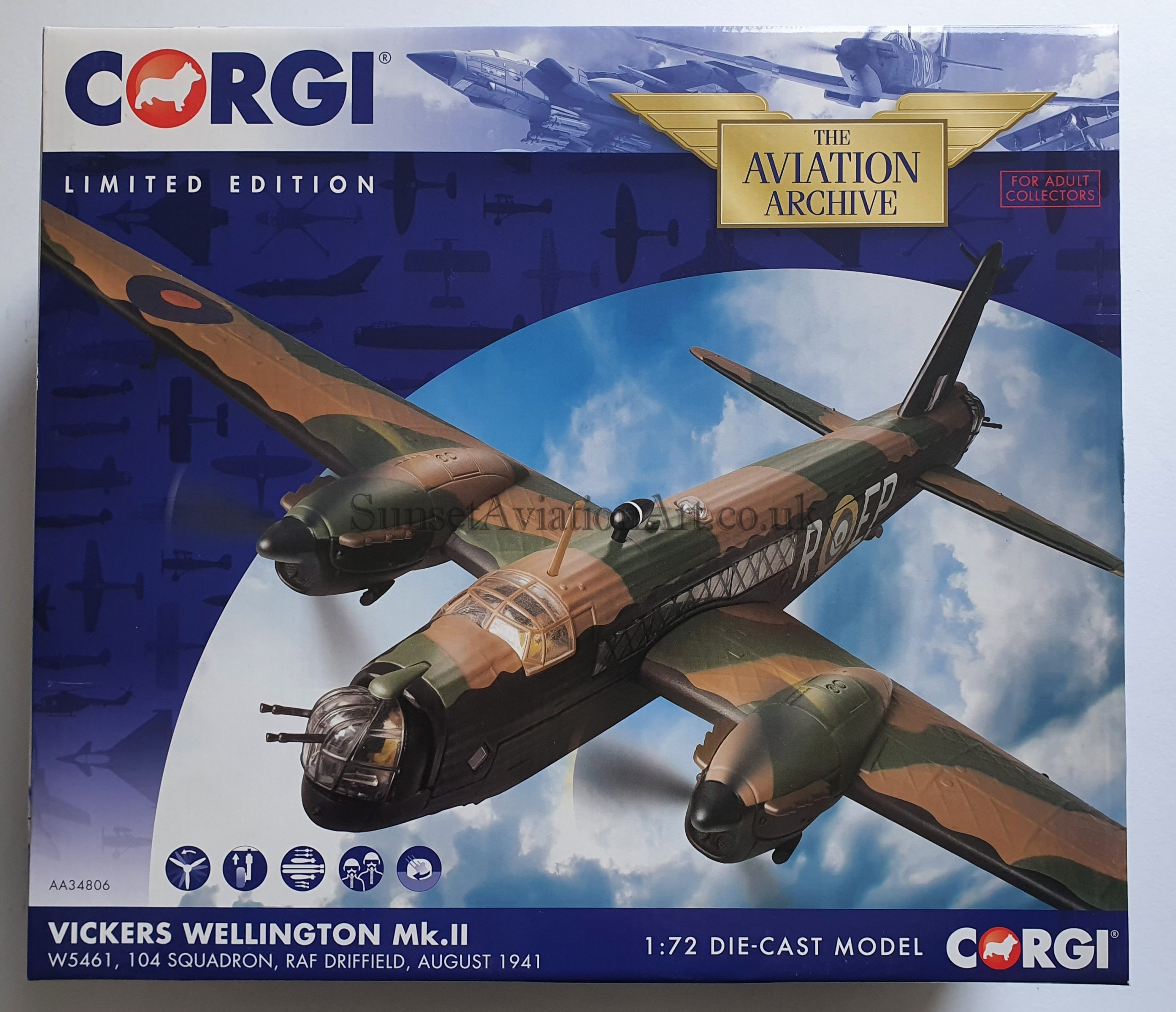Corgi AA34806 Vickers Wellington Mk.II W5461 104 Sqn Driffield