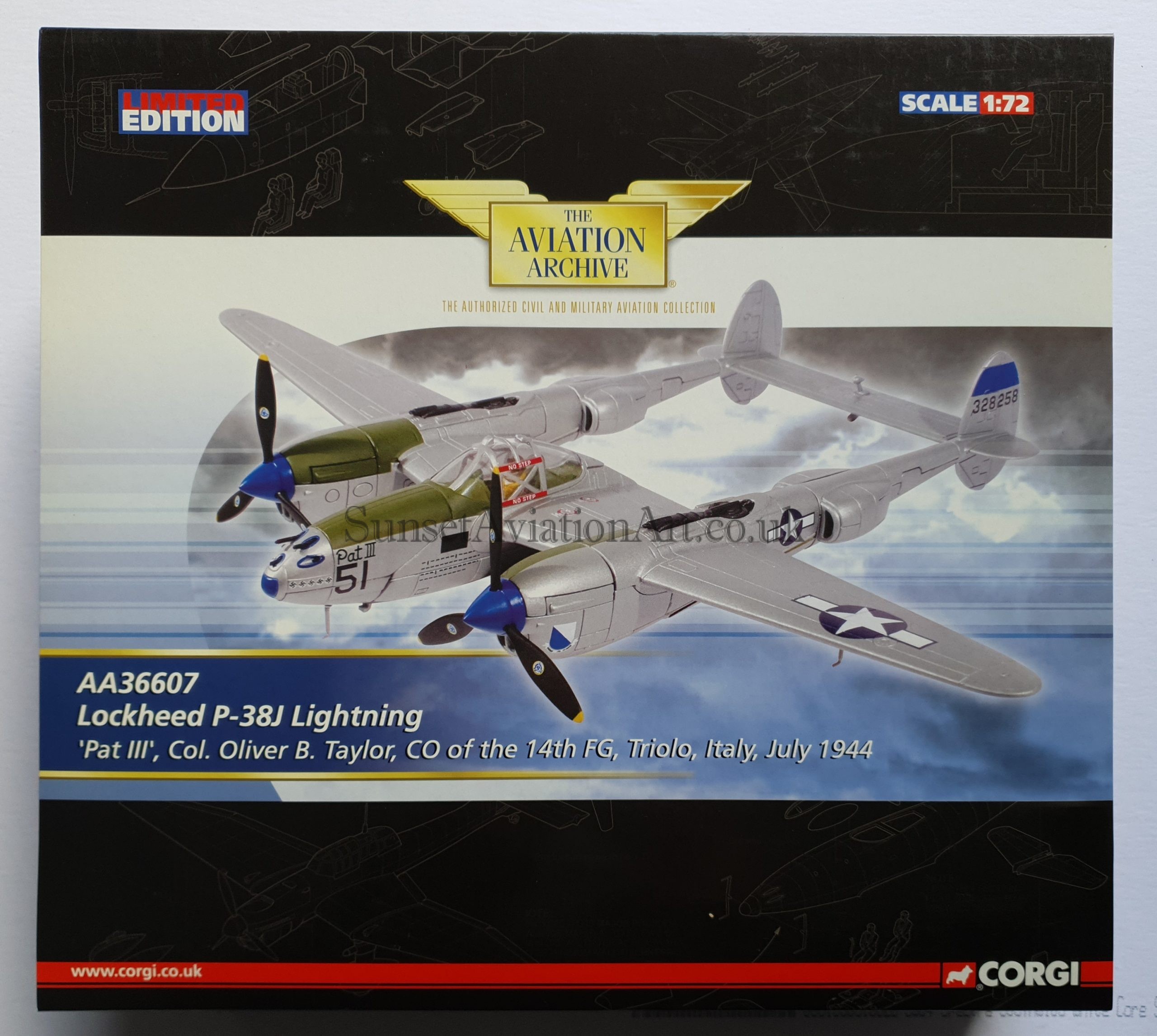Corgi AA36607 P-38J Lightning Pat III Col. Oliver B. Taylor