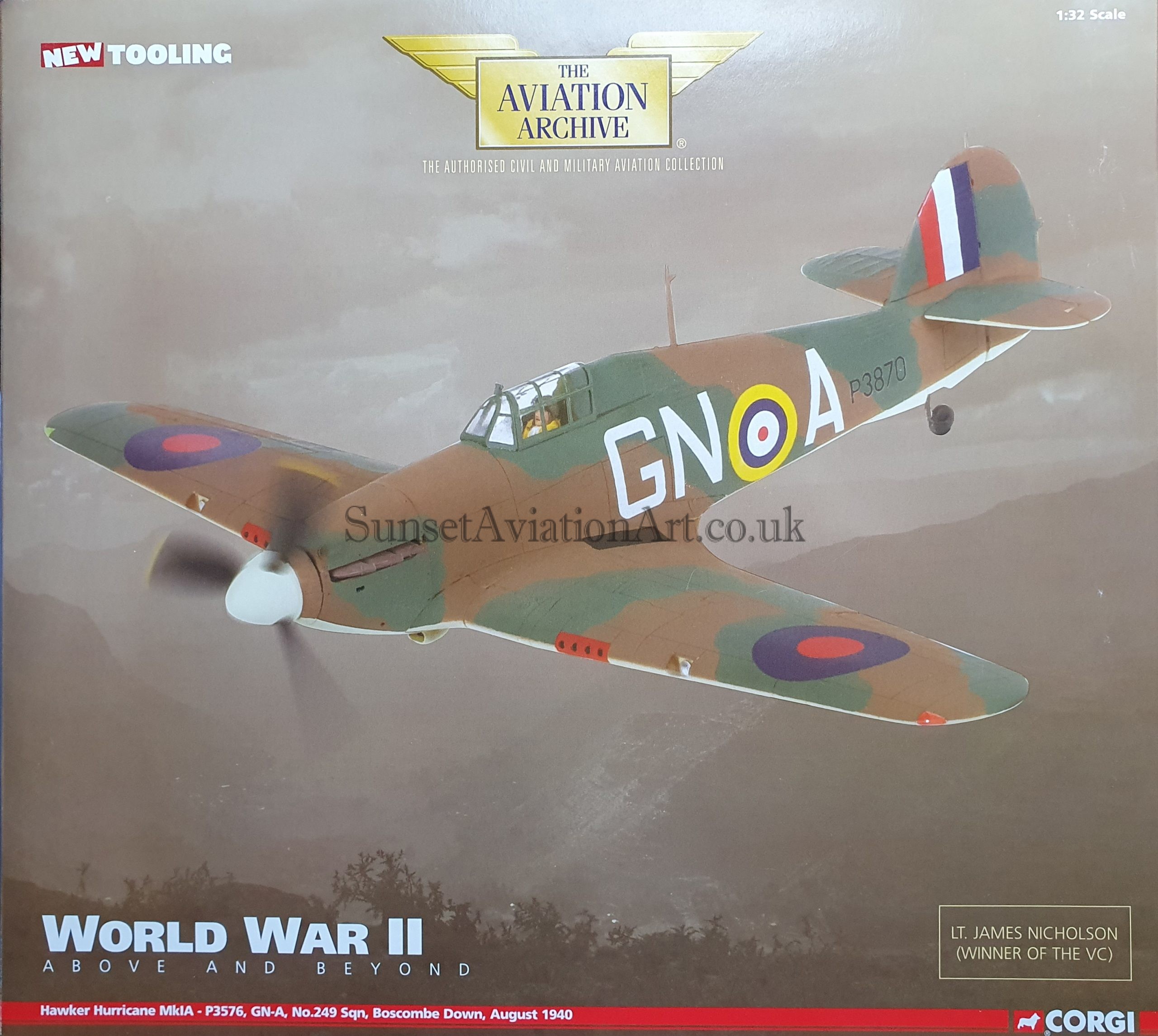 Corgi AA35501 Hawker Hurricane MkIA P3576 GN-A No. 249 Sqn