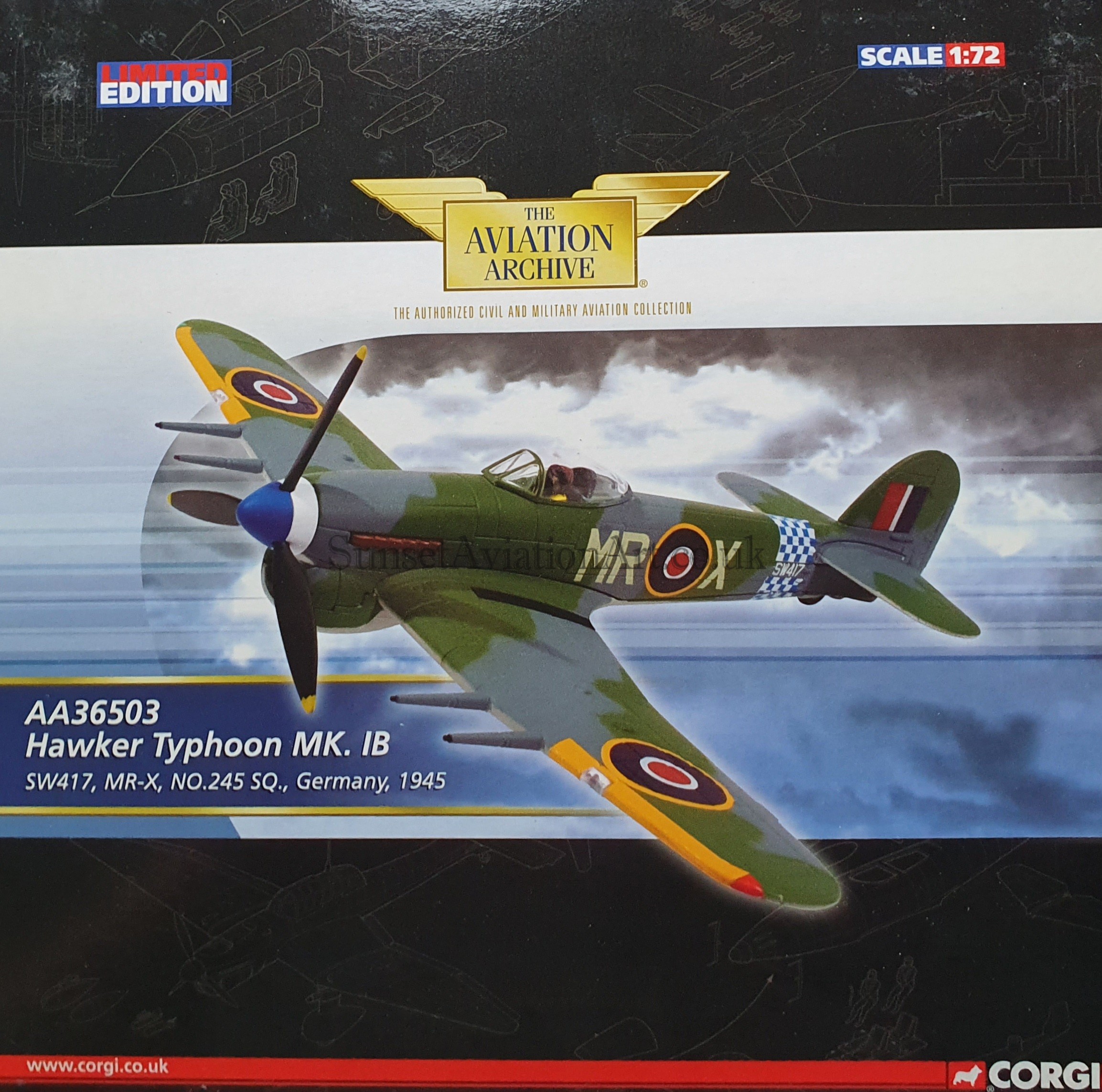 Corgi AA36503 Hawker Typhoon Mk. IB SW417 MR-X No.245 Sqn